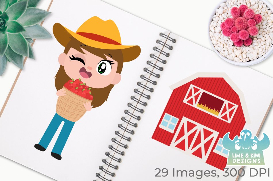 Happy Farm Clipart, Instant Download Vector Art (364907 ...