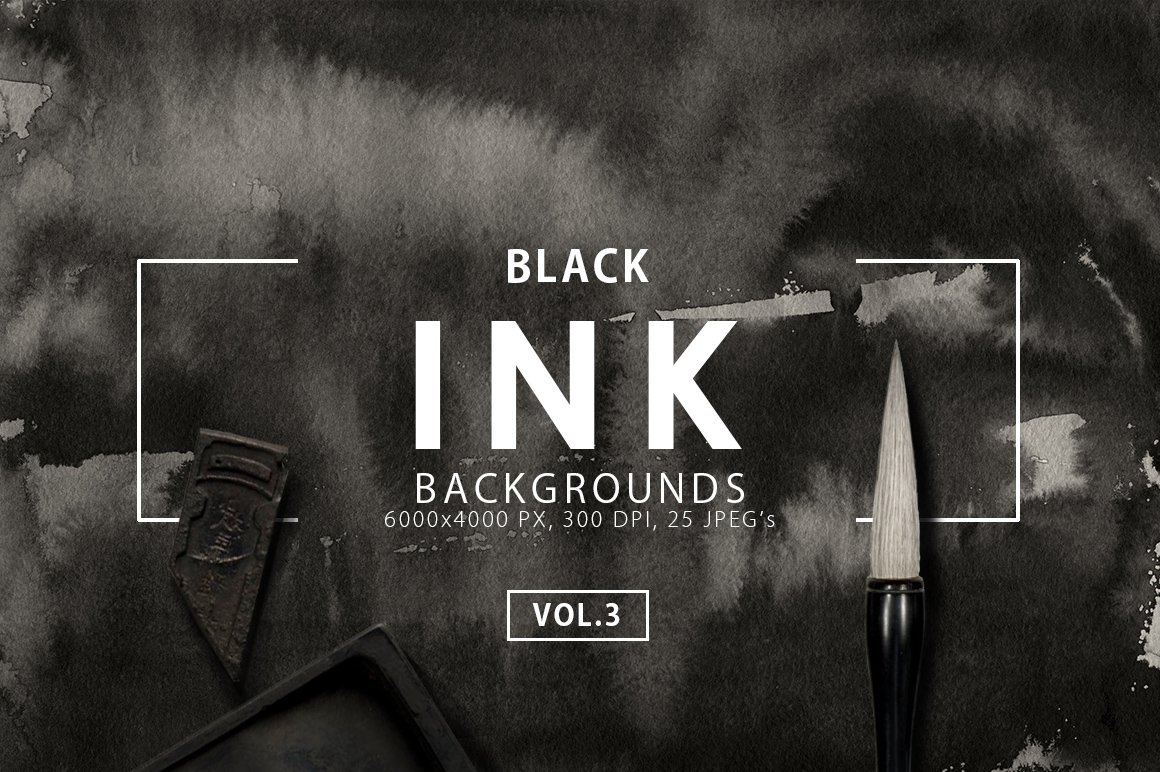 Black Ink Backgrounds Vol.3 (61092) | Backgrounds | Design Bundles