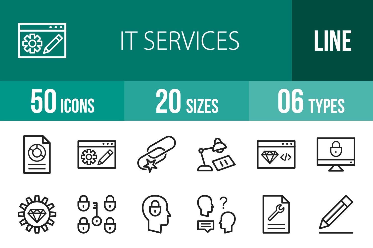 50 IT Services Line Icons (54762) | Icons | Design Bundles