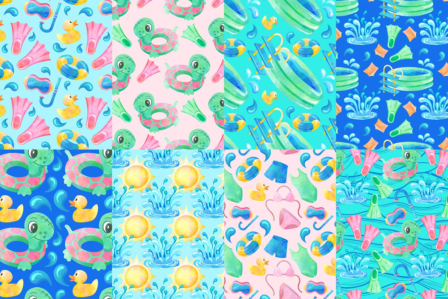 Pool Party Digital Papers (580569) | Patterns | Design Bundles