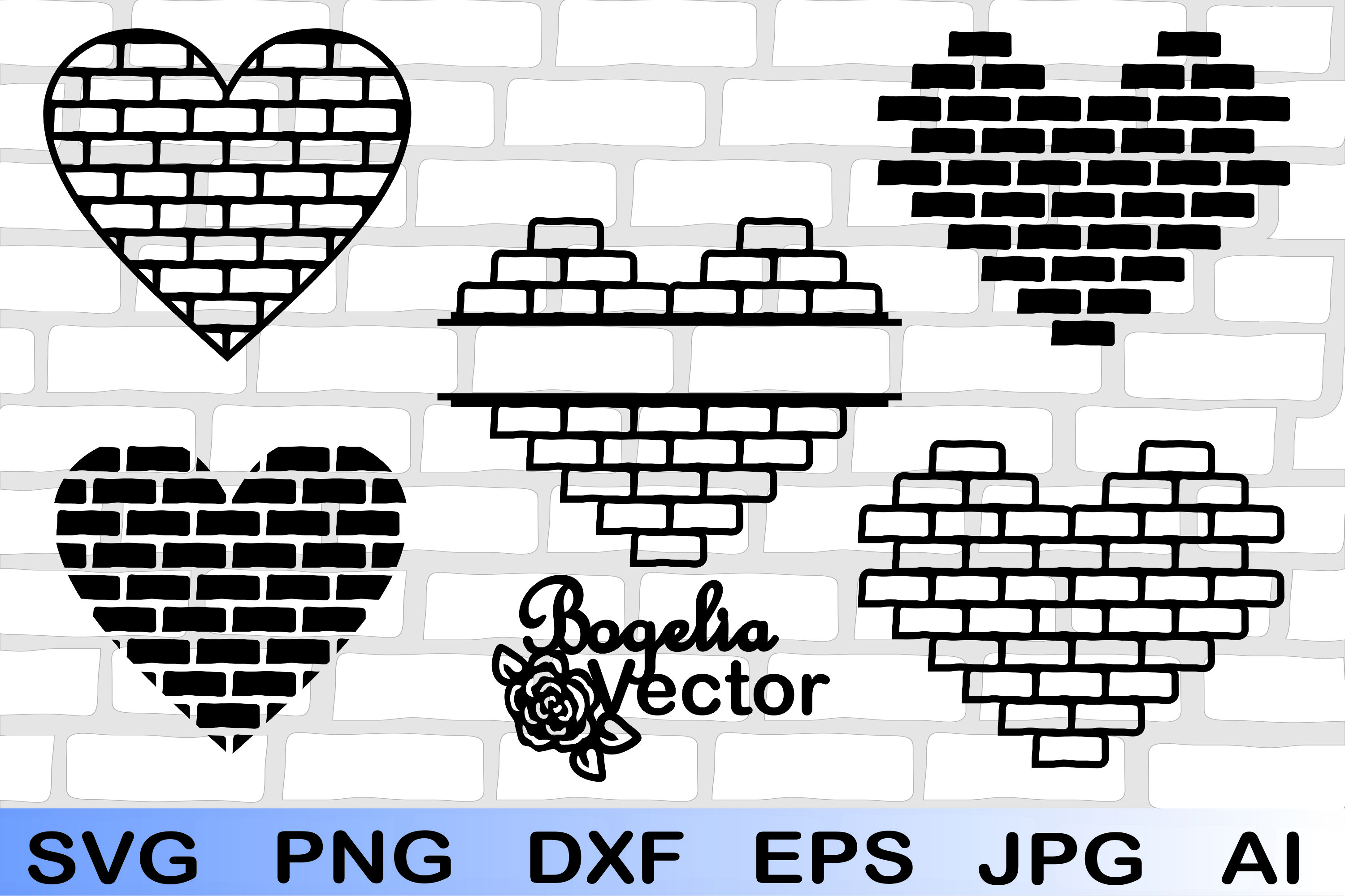 Heart Brick Svg, Bundle Heart Steampunk Svg, Heart Frame Svg