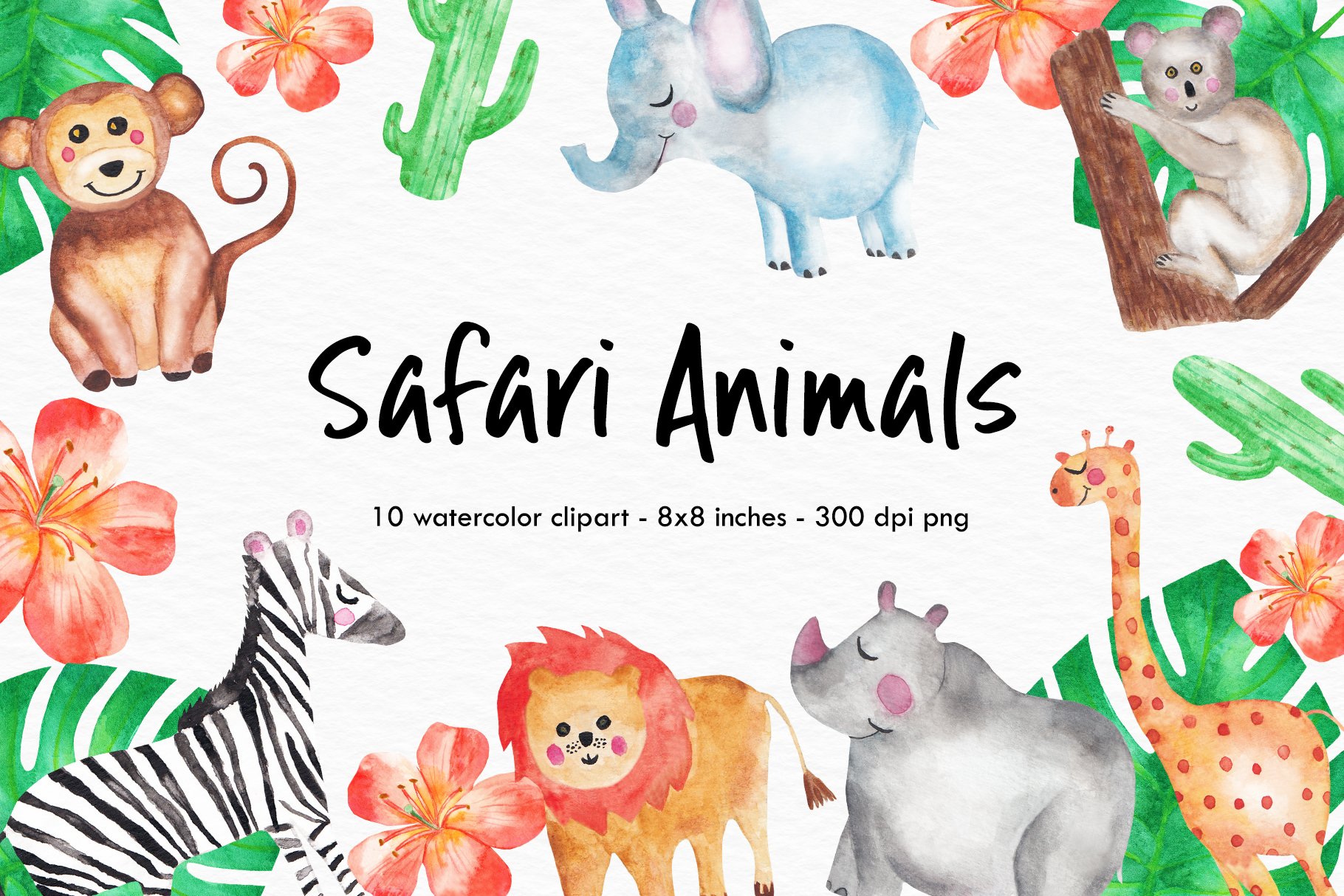 Watercolor Safari Animals Illustrations, Animal Illustration (621177 ...