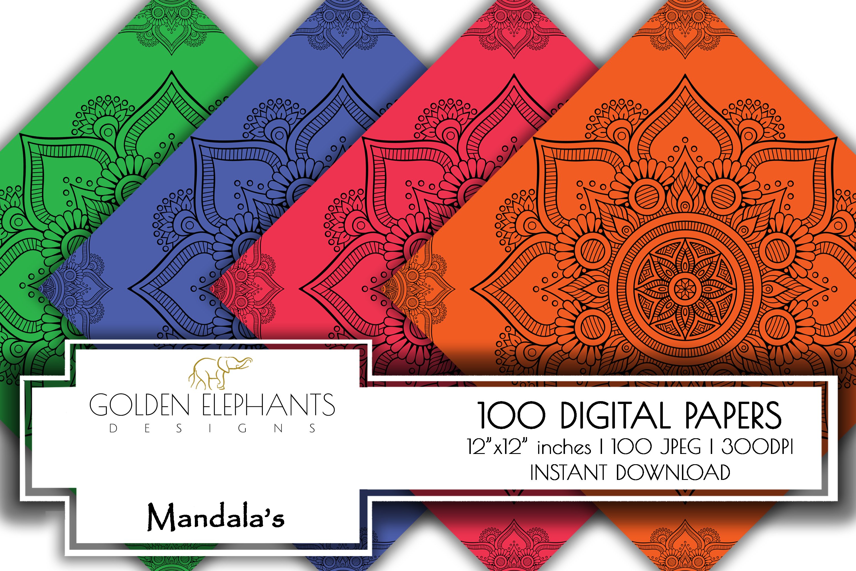 100 Seamless Mandala Digital Paper (536045) | Backgrounds | Design Bundles