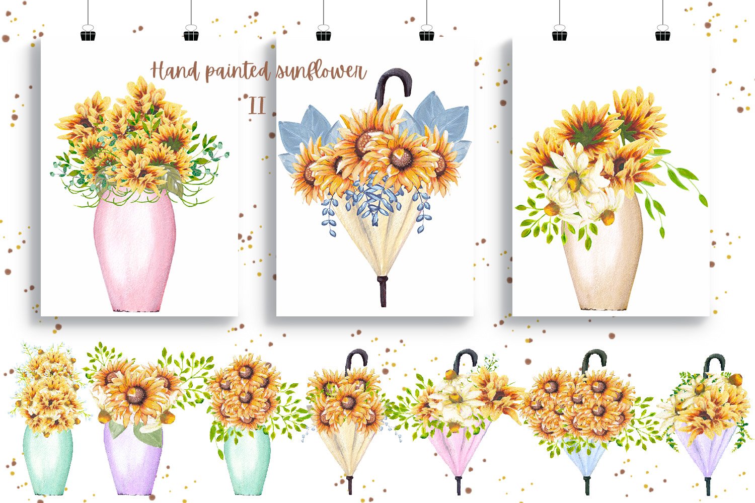 Hand painted sunflower collection II (537775) | Illustrations | Design ...