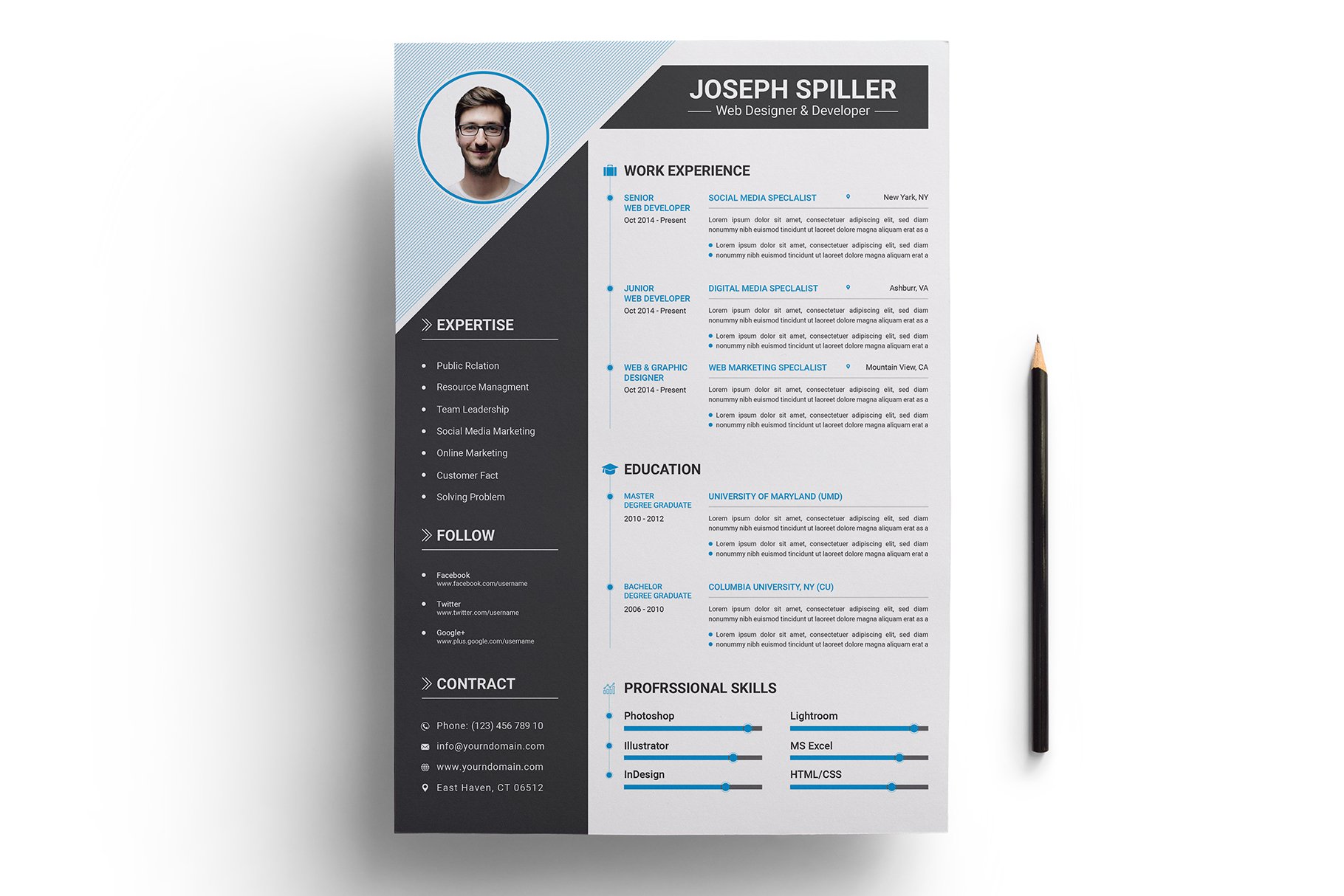 CV / resume cover letter and portfolio page template (711431) | Resume ...