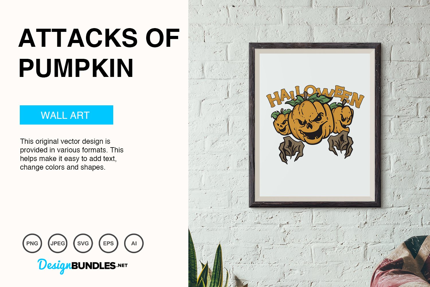 Attacks of Pumpkin Vector Illustration