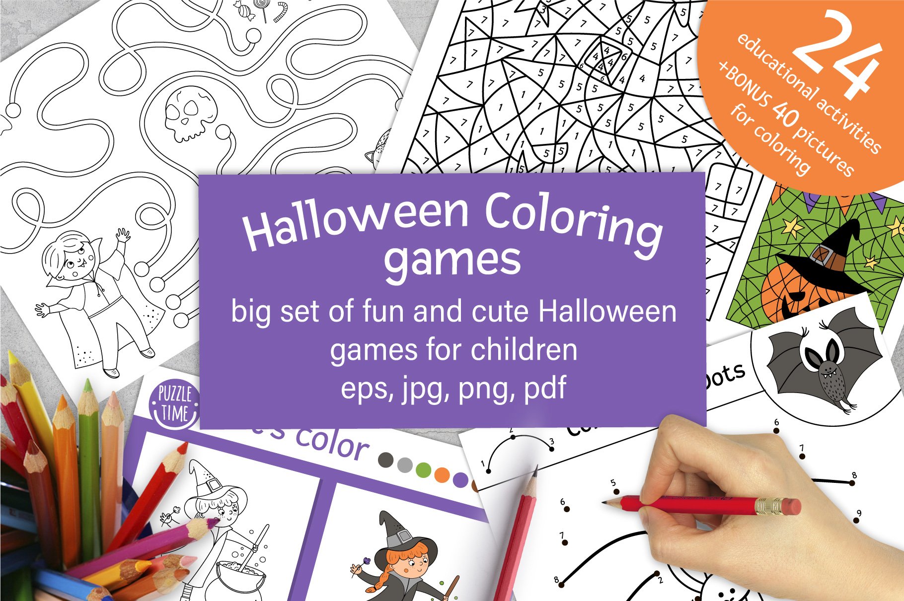 Halloween Coloring Games (897969) | Educational | Design Bundles