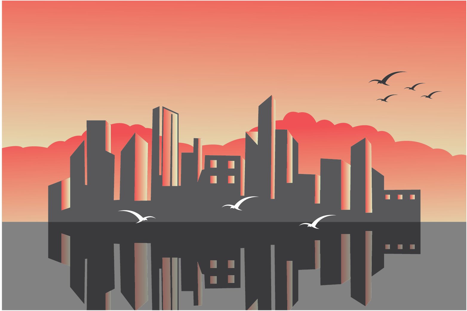 city landscape vector illustration (965241) | Illustrations | Design ...
