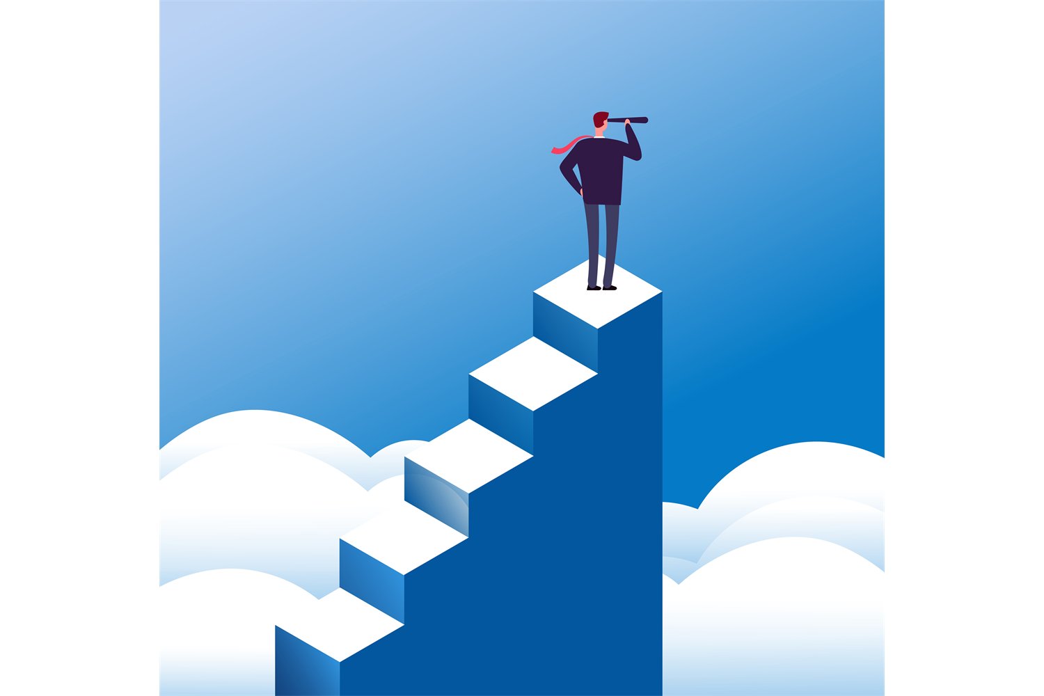 Business vision concept. Visionary man looks in telescope at (965564 ...