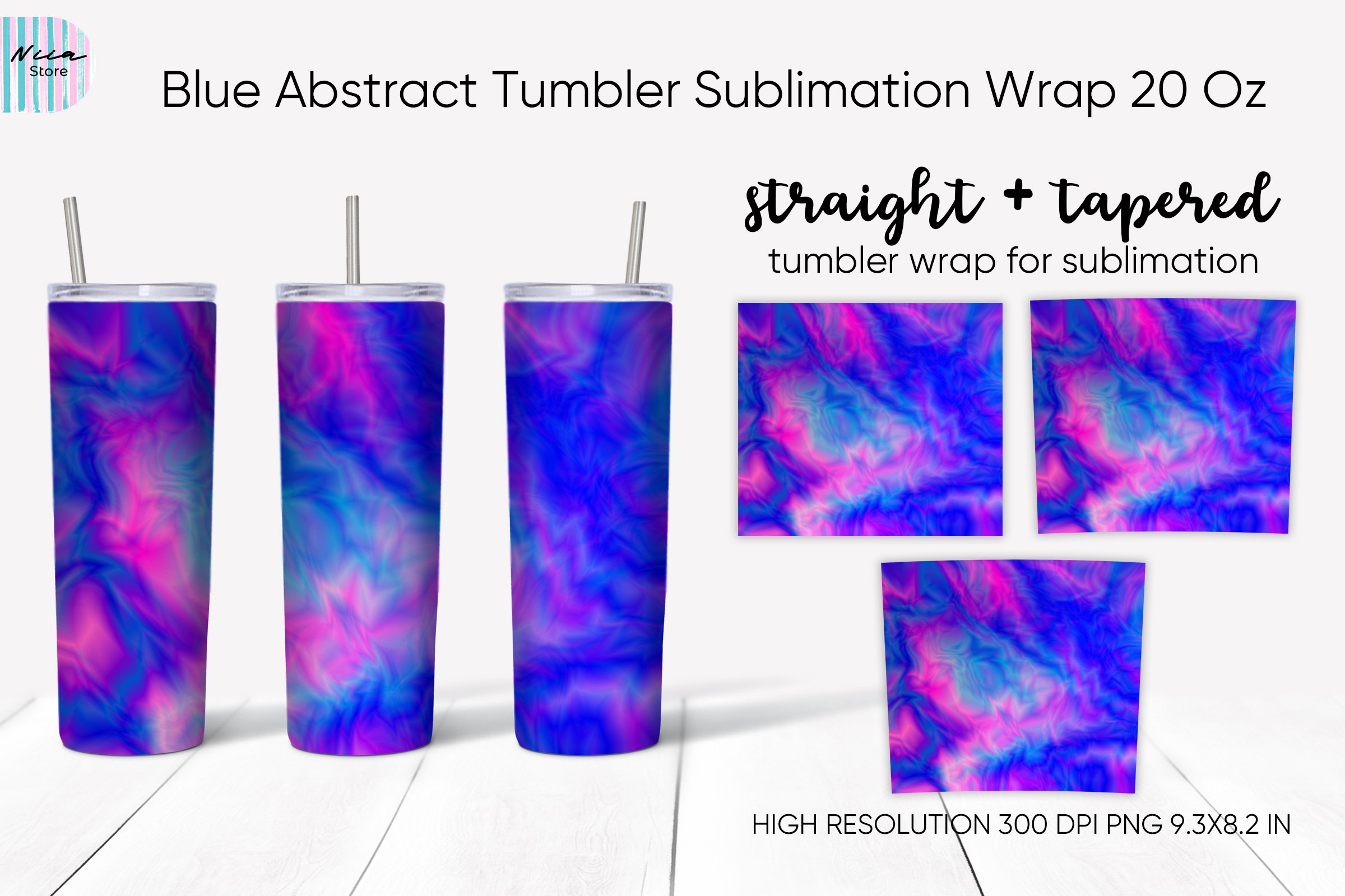 Blue Abstract Sublimation Skinny Tumbler Wrap Background (1345813 ...