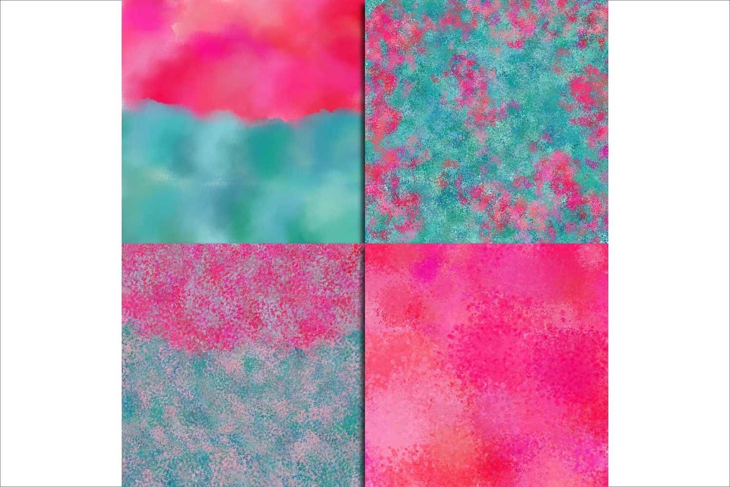 Abstract Watercolor Pink & Teal Digital Paper (103404) | Textures ...