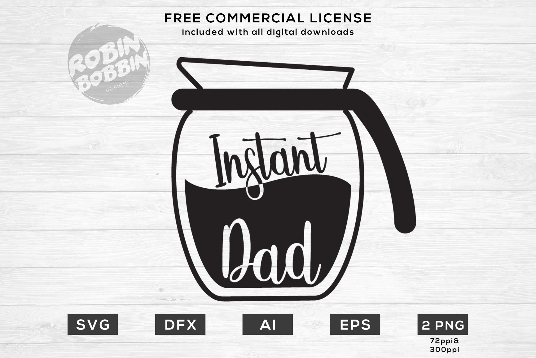 Instant Dad With Coffee Design SVG DFX EPS PNG AI