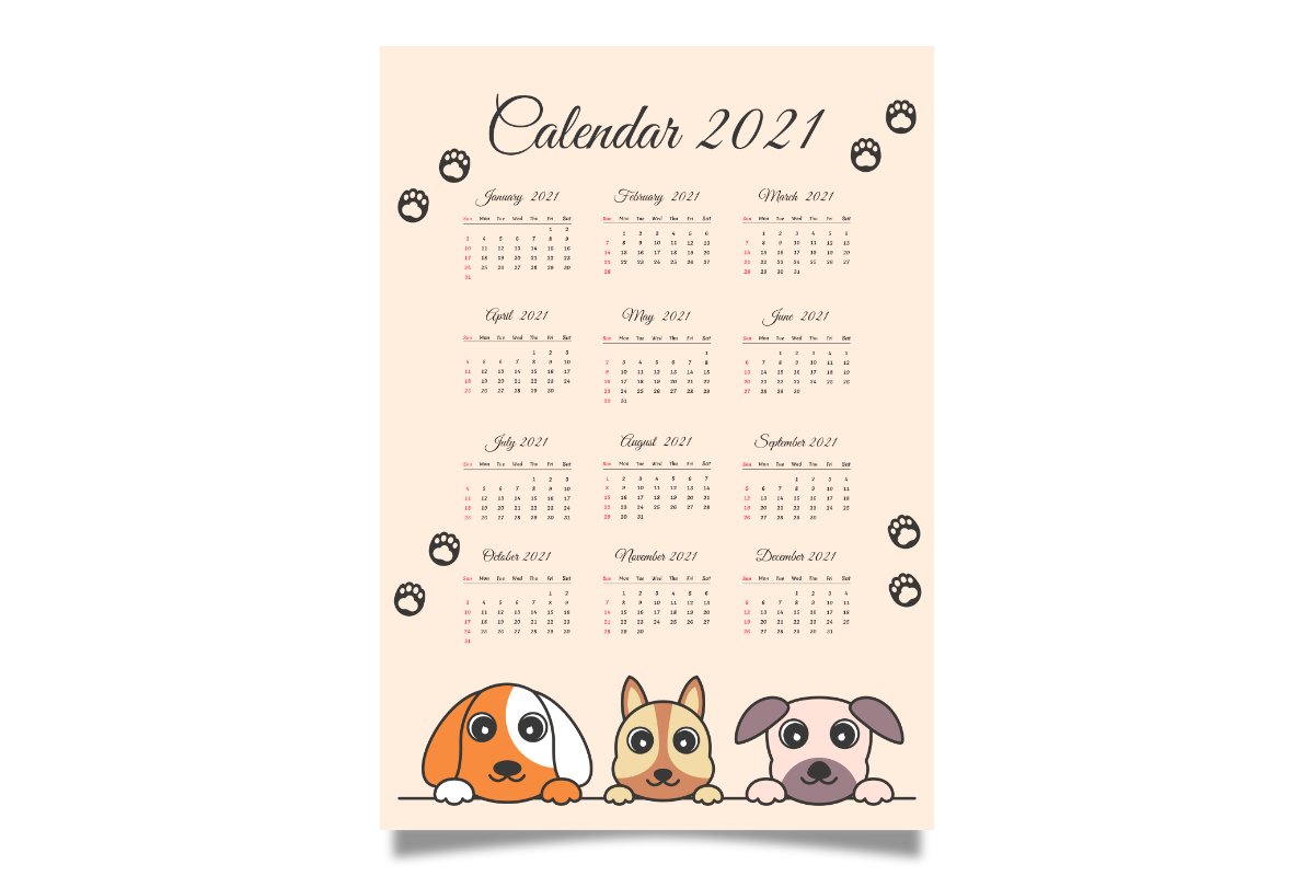 2021 Calendar with Cute Dog Themes (1121986) | Customizable Templates ...