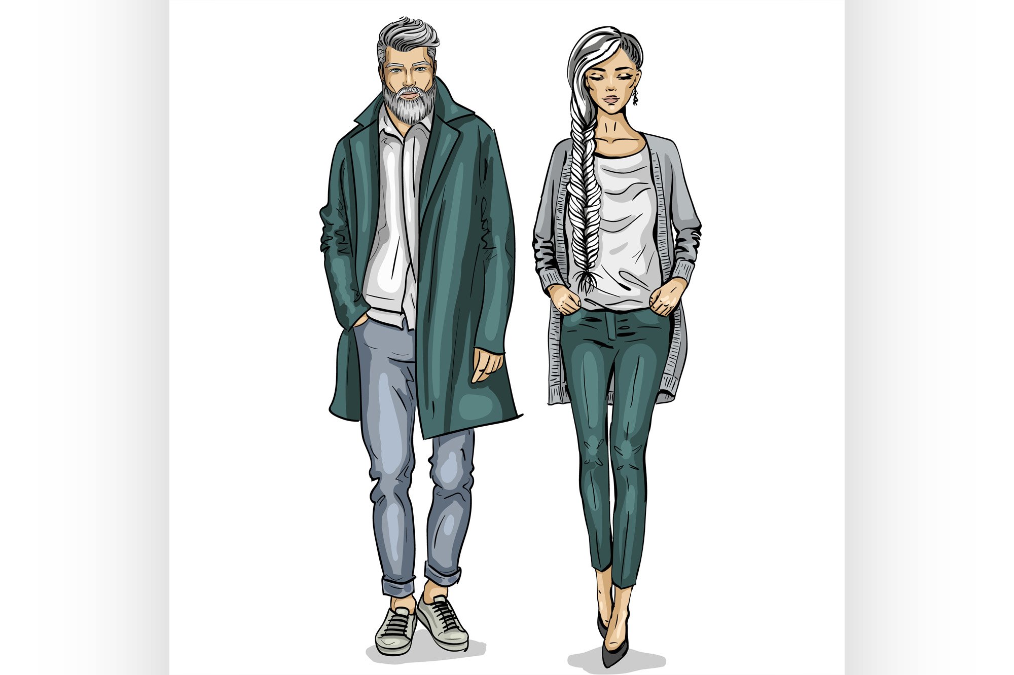 Vector woman and man (744403) | Illustrations | Design Bundles