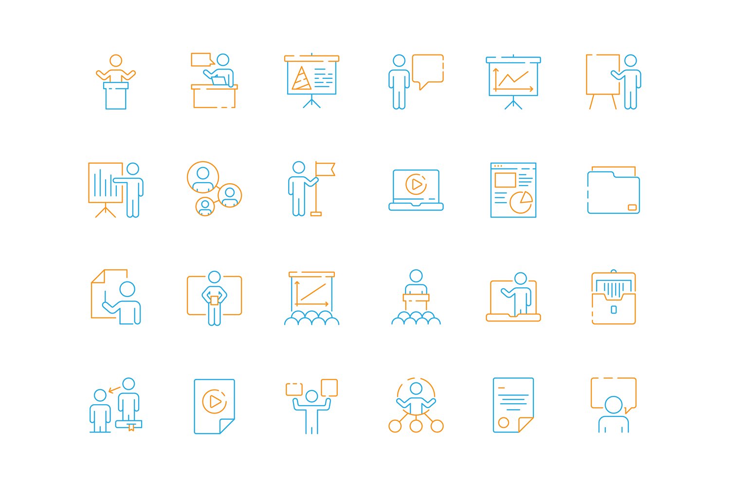 Public speech icons. Business presentation instructor classr (869670 ...