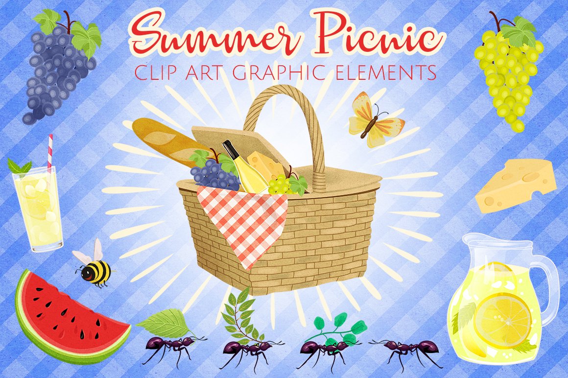 Summer Picnic Clip Art Set (163538) | Illustrations | Design Bundles