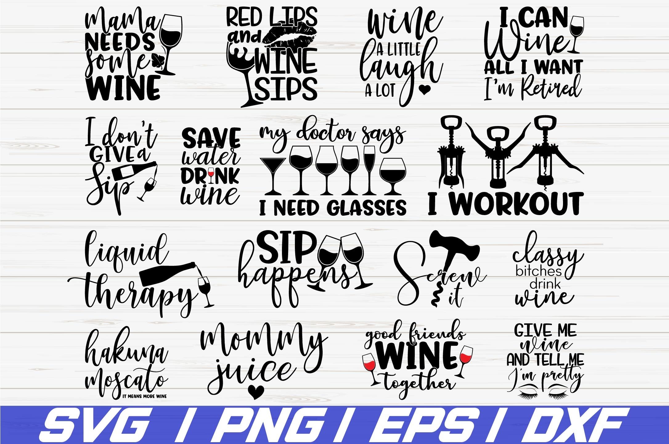 Wine Bundle SVG / Wine Svg / Wine Glass Svg / Cricut (453425) | Cut ...