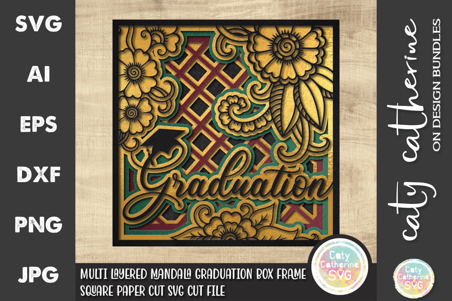 Graduation Multi Layered 3D Mandala Papercut SVG Cut File (611565 ...