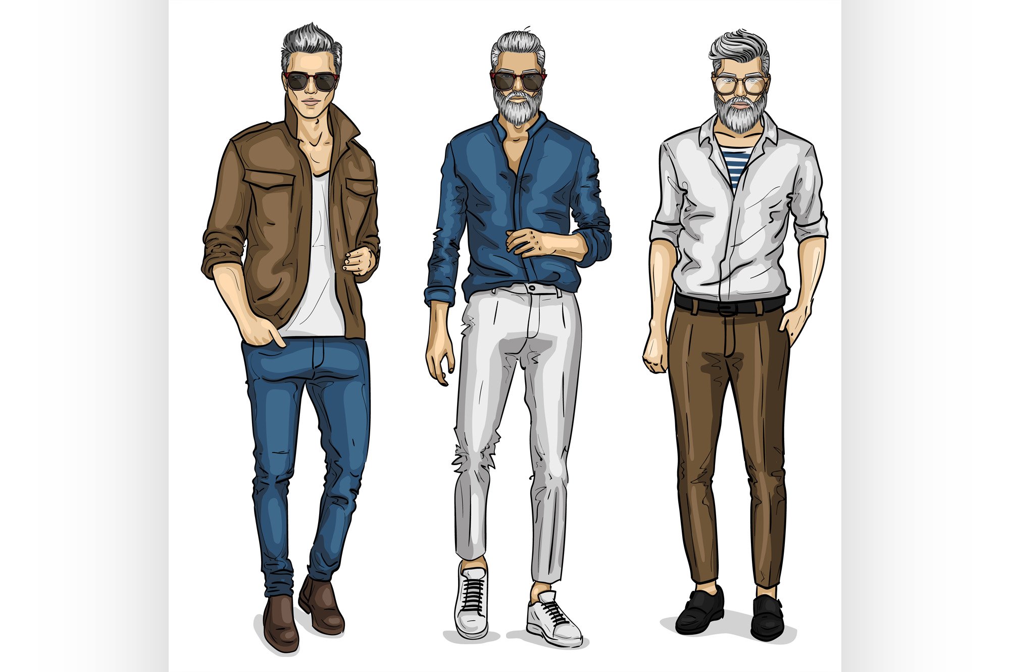 Vector young man models (744416) | Illustrations | Design Bundles
