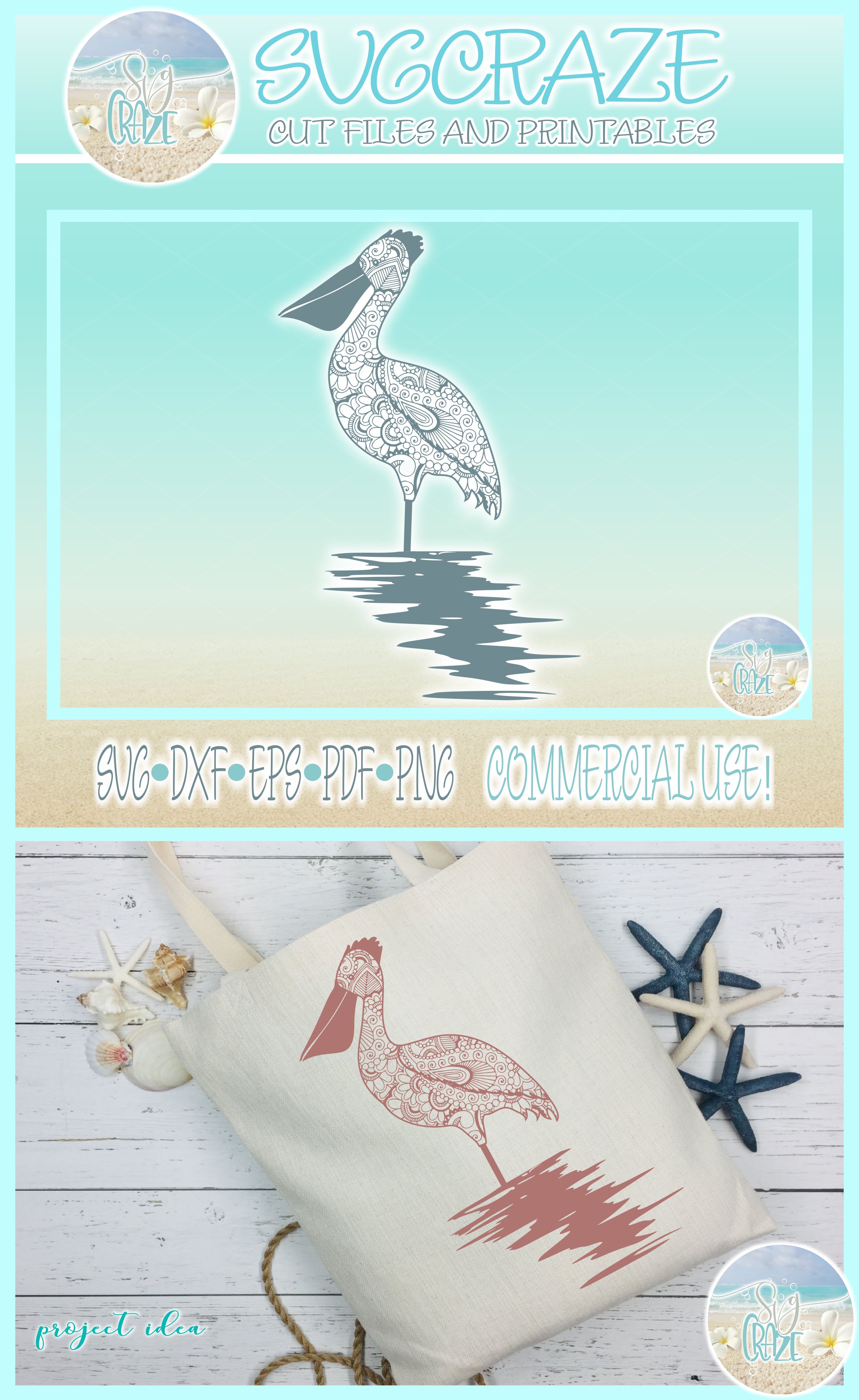 Pelican Mandala Zentangle SVG Dxf Eps Png PDF Files (314938) | SVGs ...