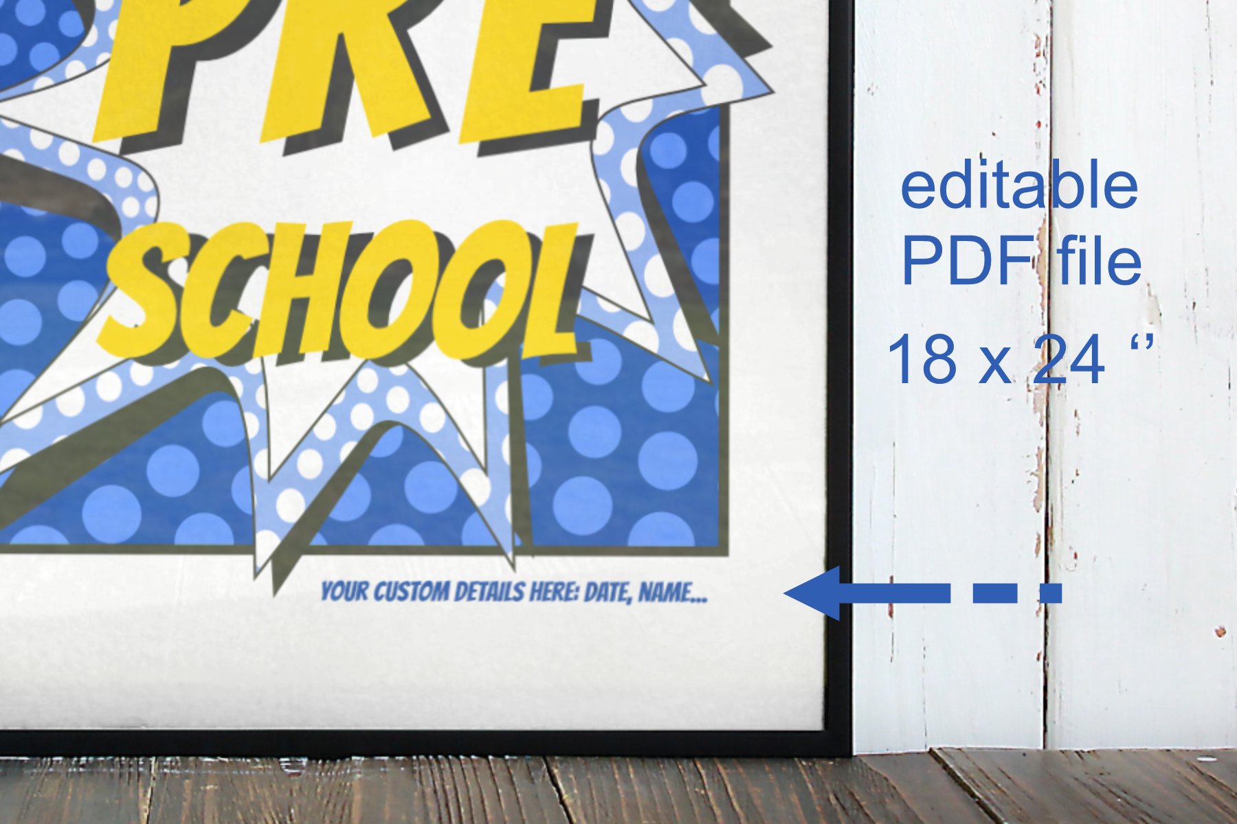 Blue First/Last Day of Preschool Printable Editable Posters (582021 ...