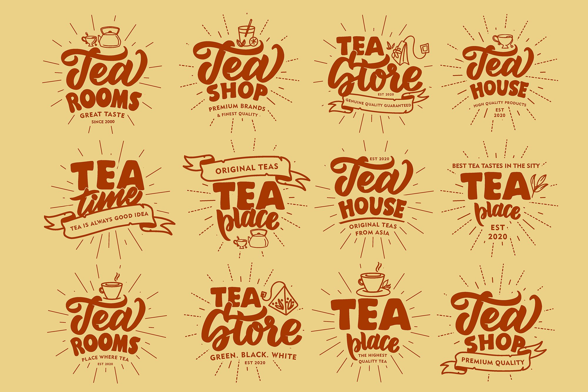 Set of logos Hot & Cold tea (513901) | Logos | Design Bundles