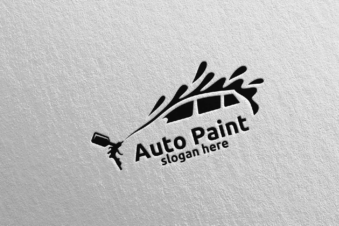 Car Painting Logo with Spray Gun and Sport Car Concept 8 (102060 ...