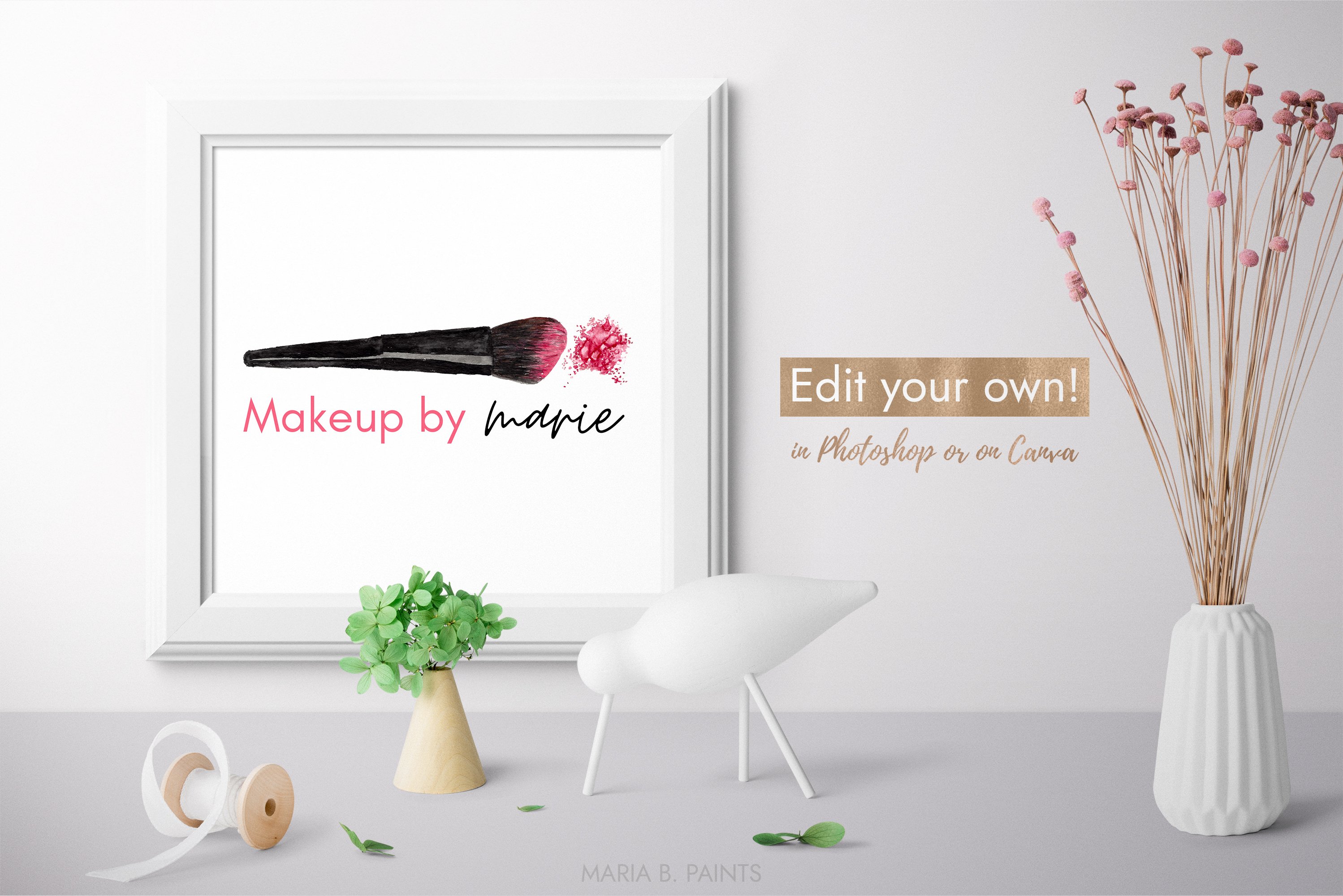 Makeup Artist Logo for Canva and Photoshop, DIY Business log (575336 ...