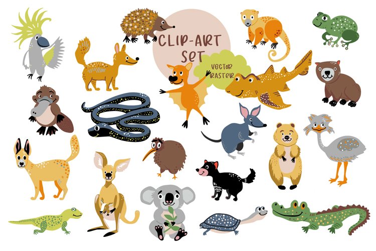 Australian animals clip art (788931) | Objects | Design Bundles