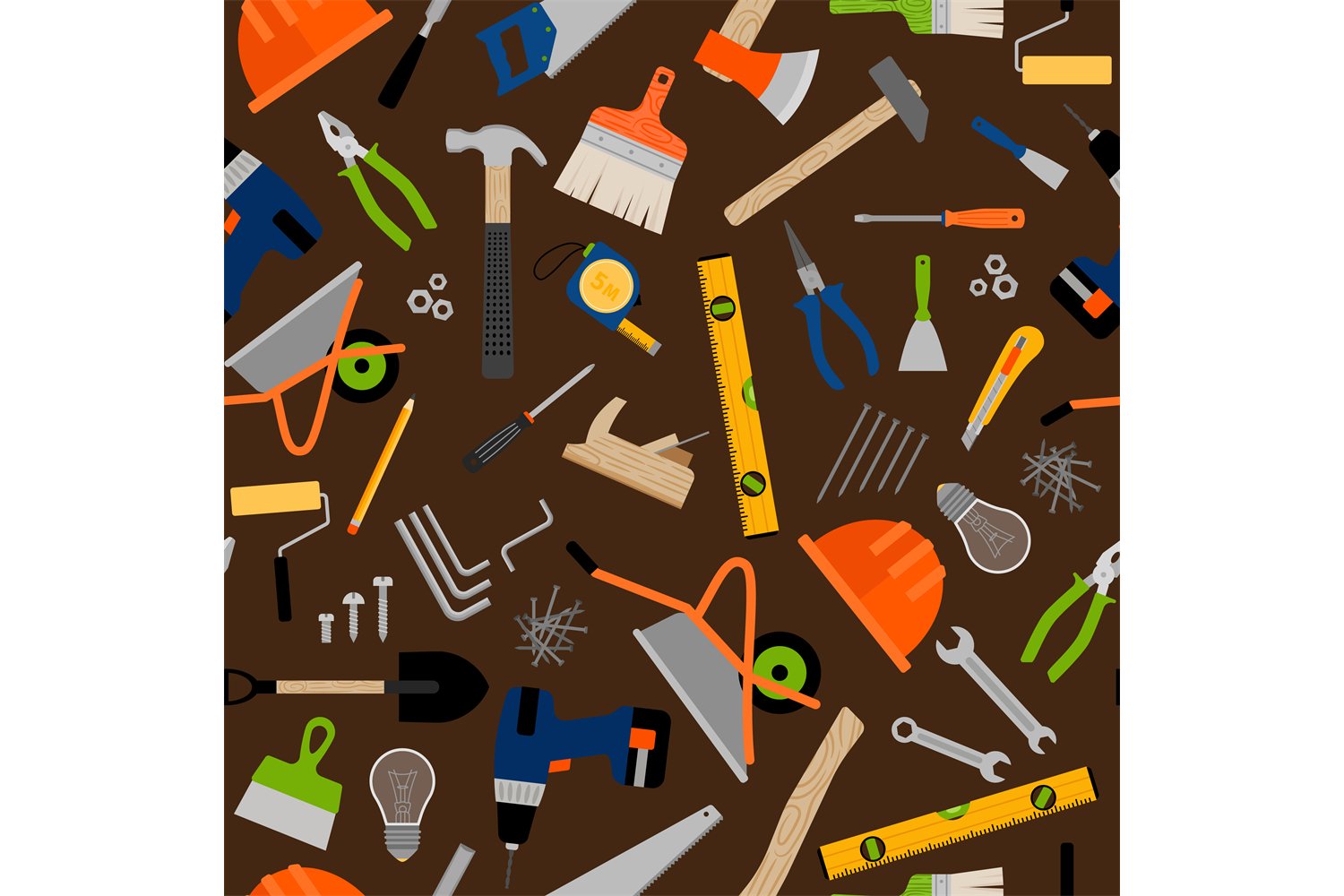 Construction instruments pattern (830732) | Illustrations | Design Bundles