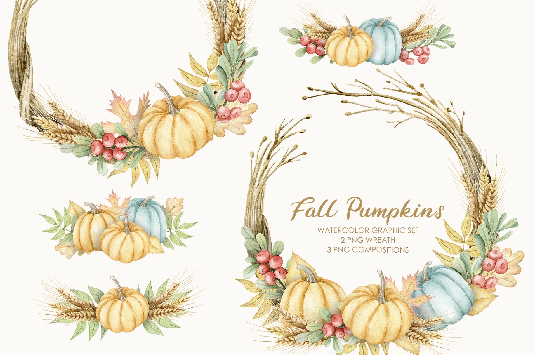 Papercraft Watercolor pumpkin png Autumn fall wreath frame clipart ...