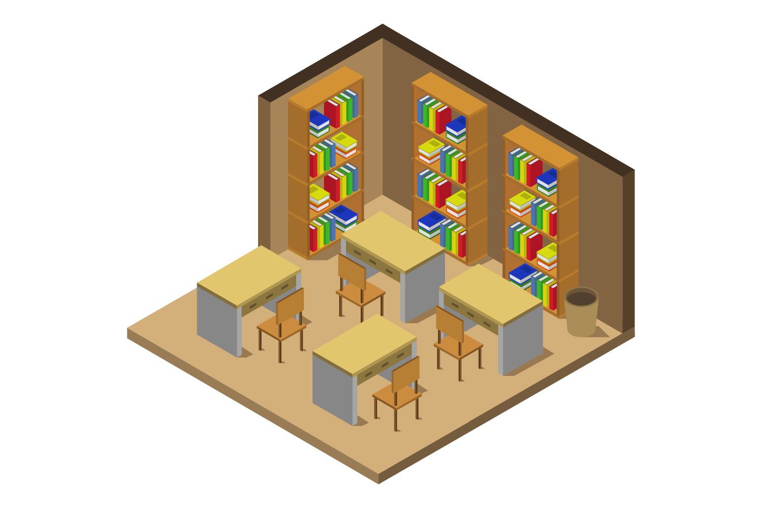 isometric library (695829) | Icons | Design Bundles