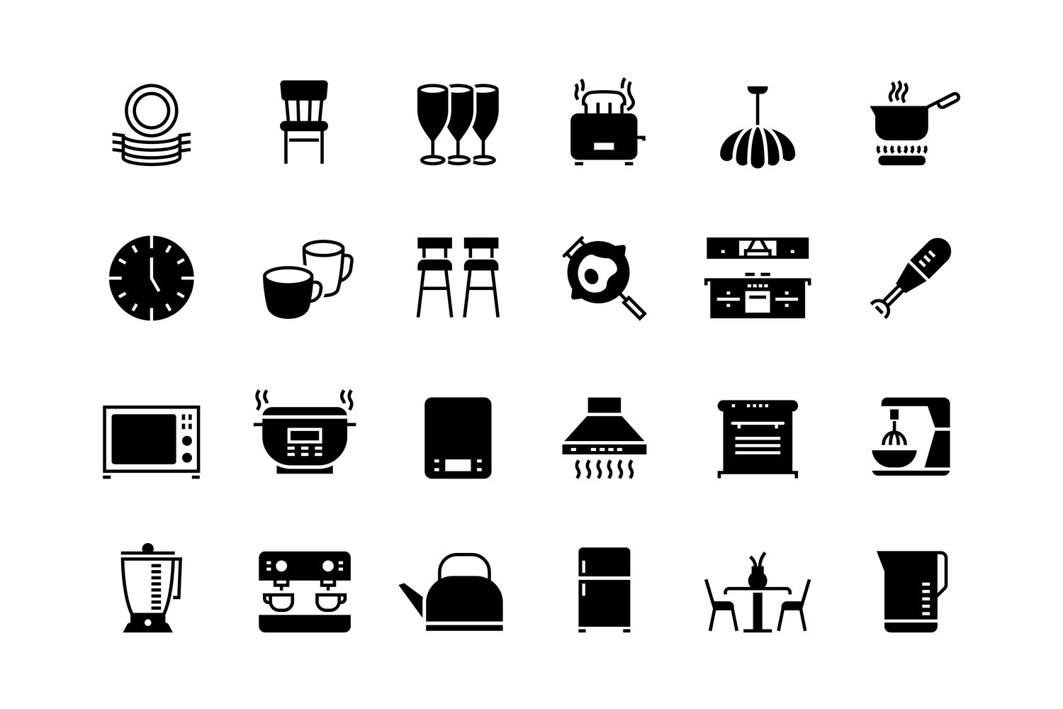 Kitchen black icons. Appliances furniture and utensils for c (1348212 ...