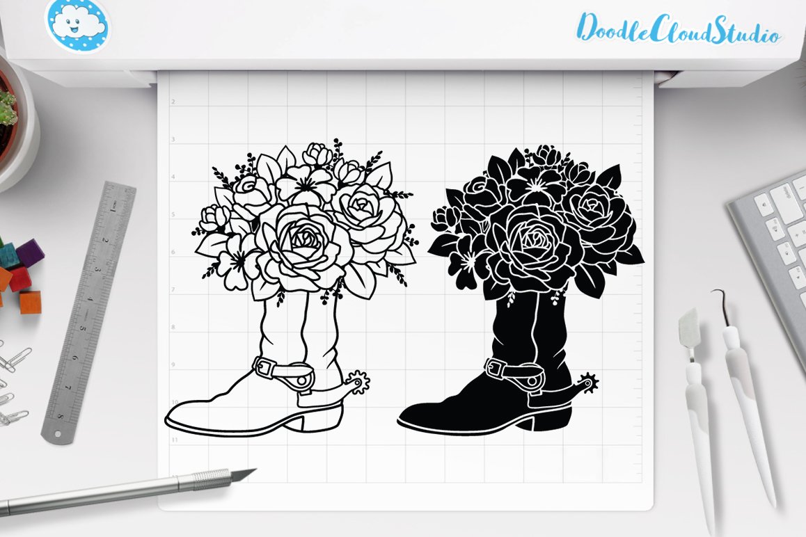 Cowboy Boots with Flowers SVG, Cowboy Boots SVG, Cowgirl. (562560 ...