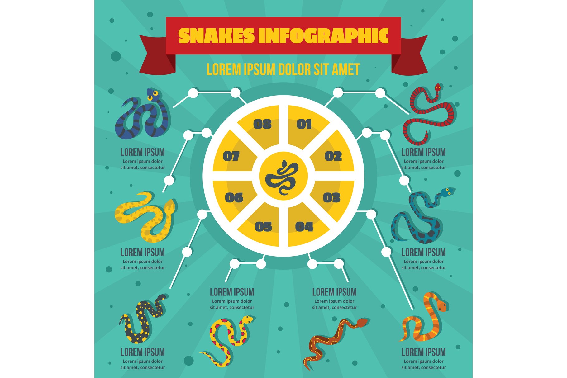 Snake infographic concept, flat style