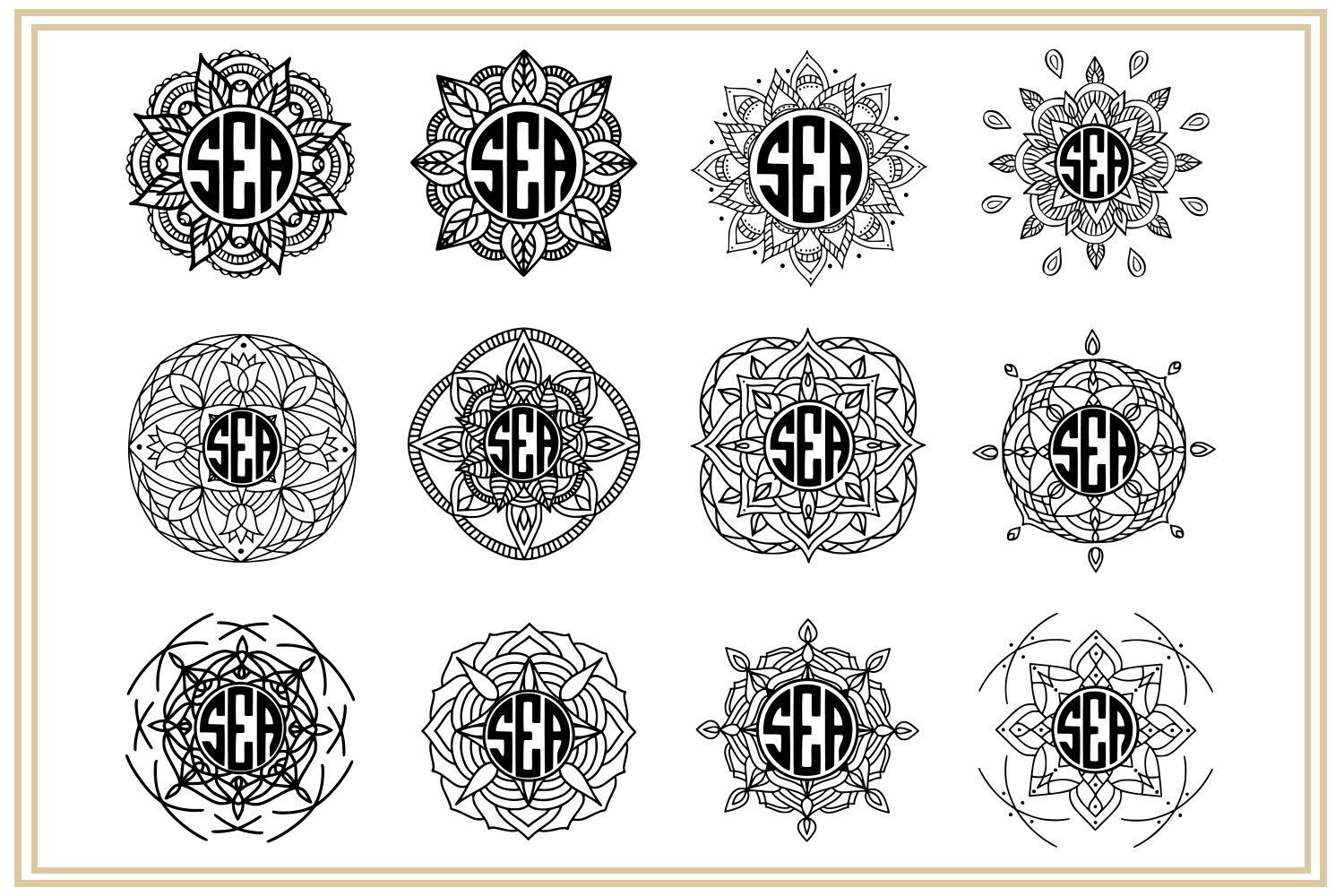 Mandala Monogram. EPS, PNG, SVG (153569) | SVGs | Design Bundles