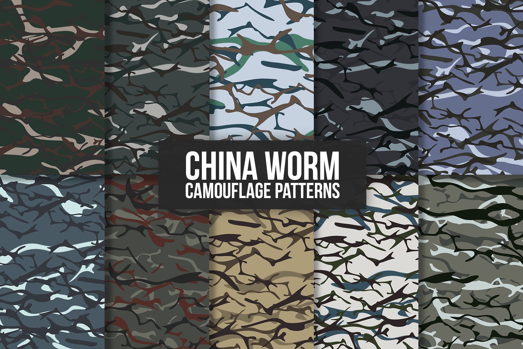 China Worm Camouflage Patterns (561379) | Patterns | Design Bundles