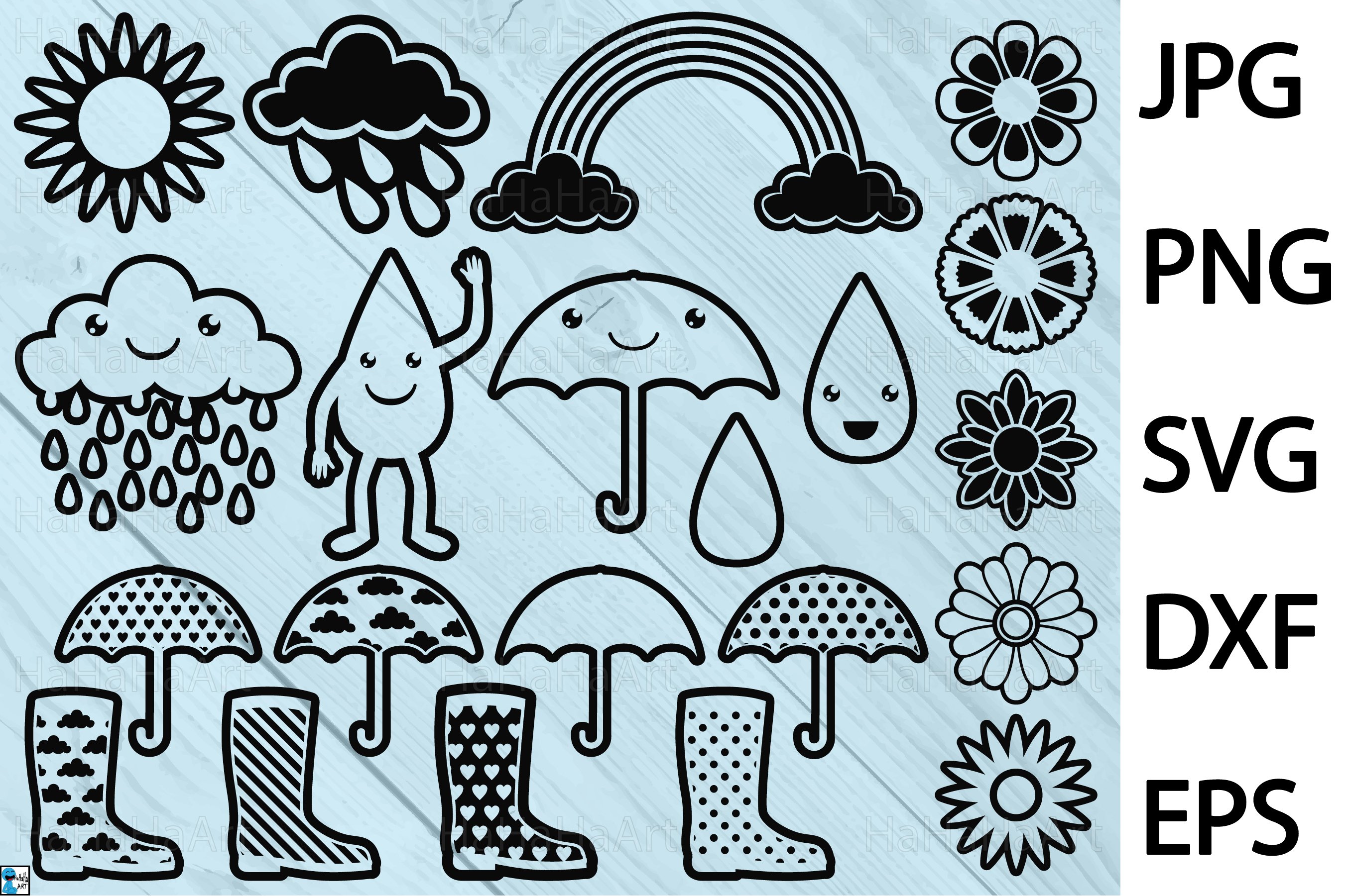 Funny Rain - Clip art / Cutting Files 267c (326976) | Illustrations ...