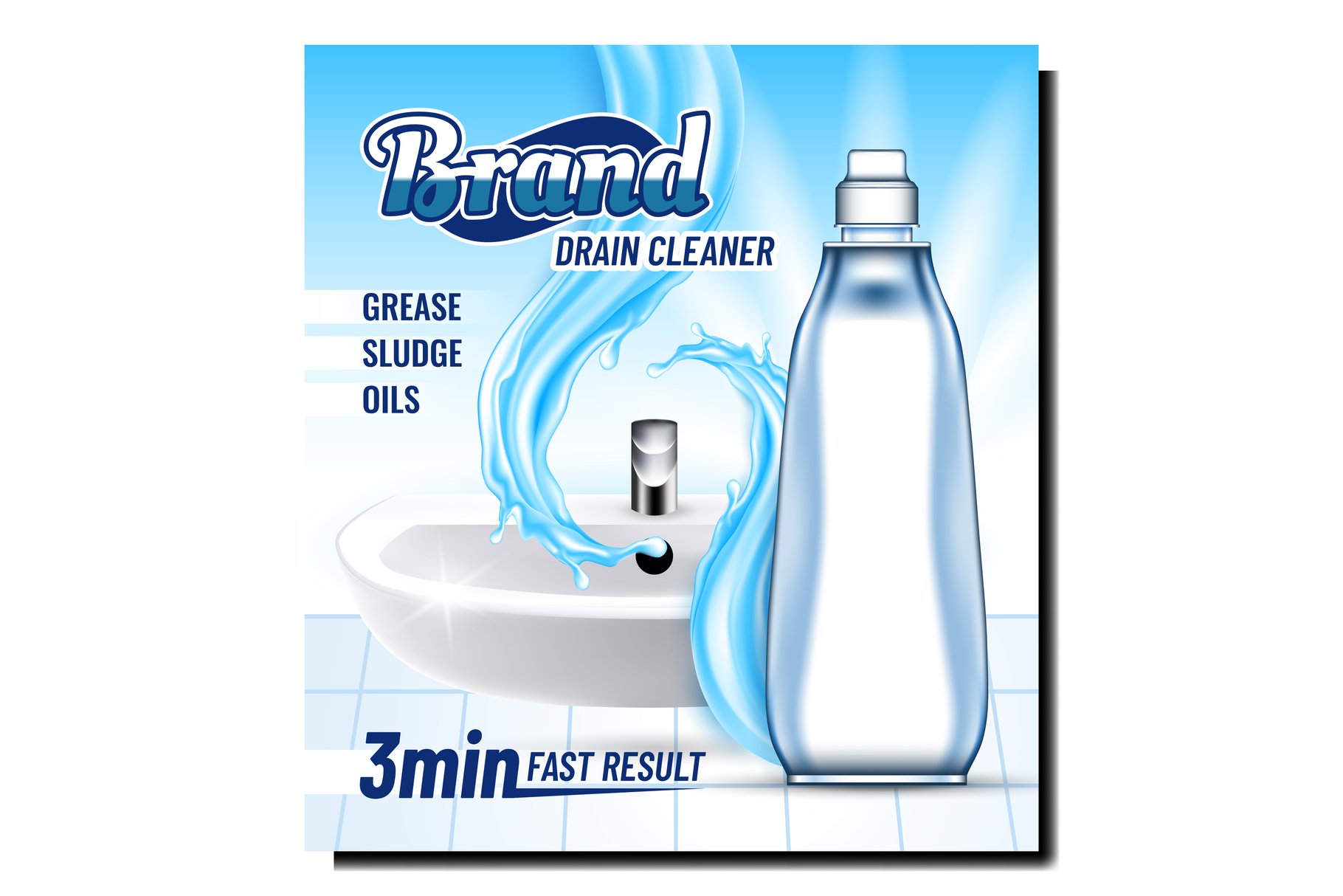 Drain Cleaner Creative Advertising Poster Vector (899076 ...