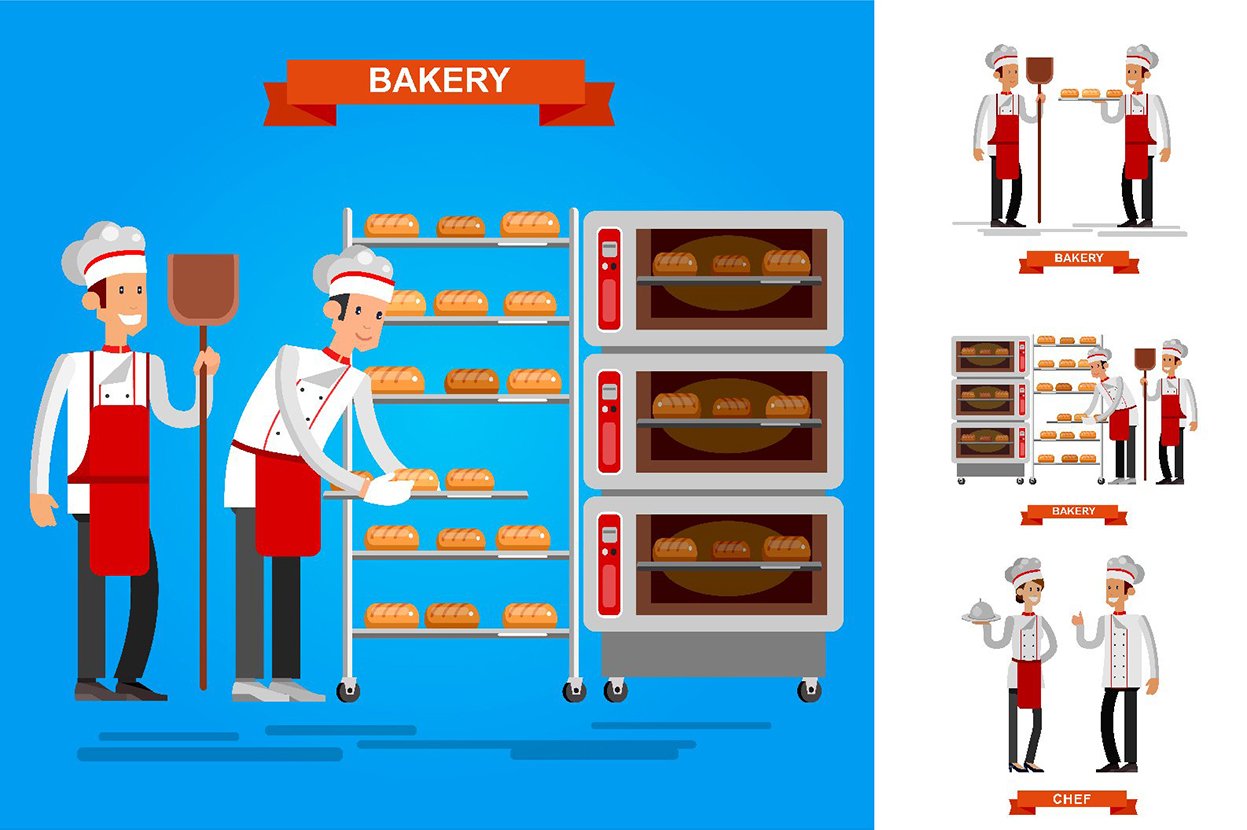 Baker characters vector illustration