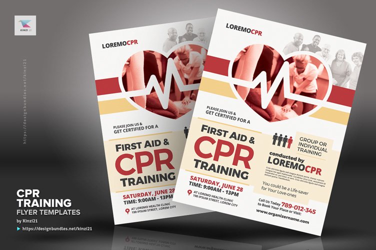 CPR Training Flyer Templates (642355) | Flyers | Design Bundles