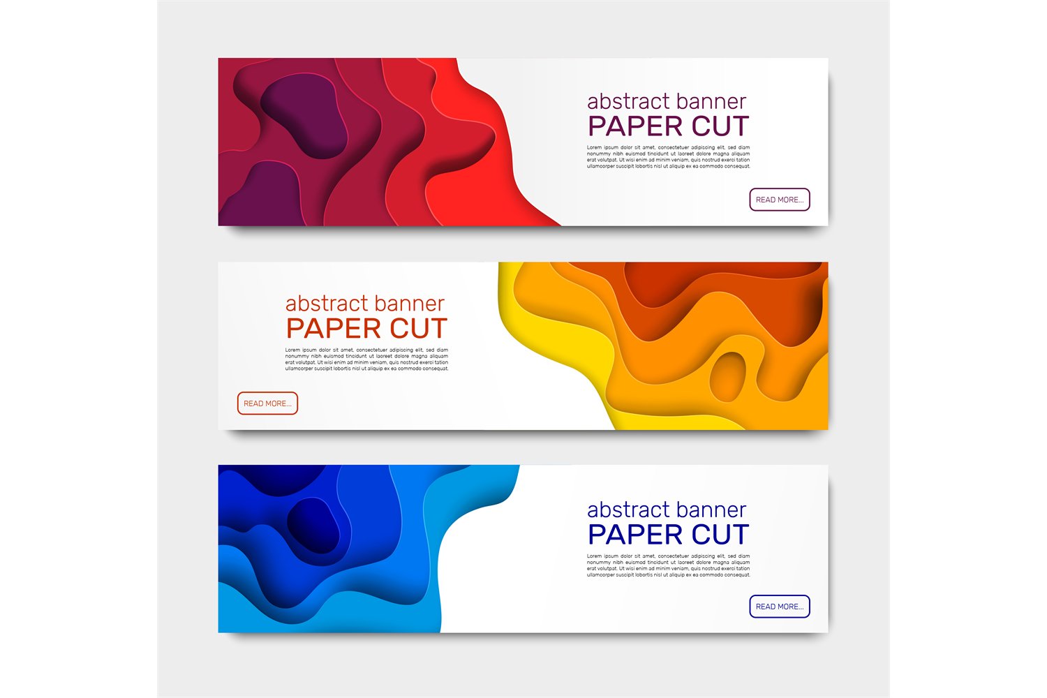 Paper cut banners. Abstract paper shapes, curved layers with (788448 ...