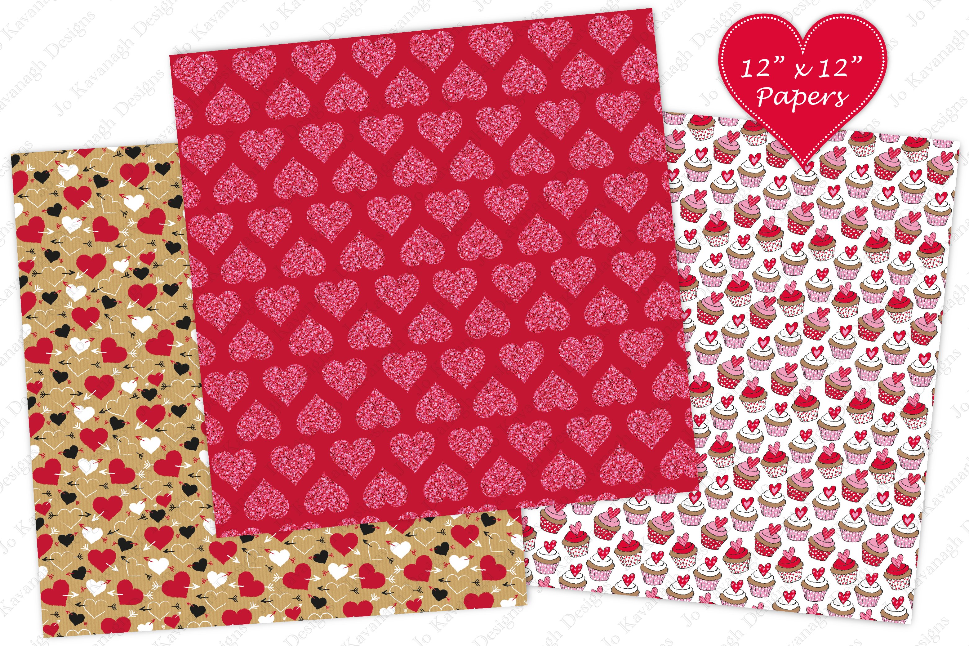 Valentine digital papers, Valentine patterns, Hearts (85497 ...