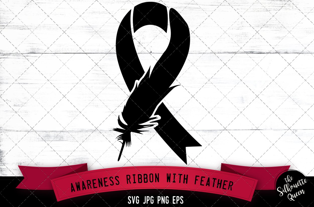 Awareness Ribbon with Feather SVG Cut File (968681) | Cut Files ...