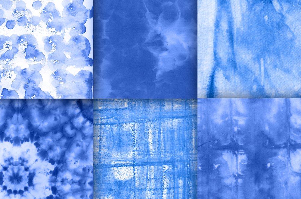 14 Blue Tie Dye Watercolour Papers (232669) | Patterns | Design Bundles