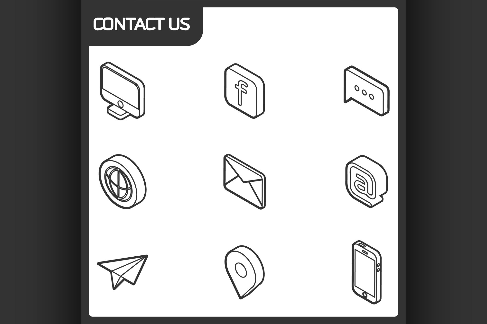 Contact us outline isometric icons (759192) | Illustrations | Design ...