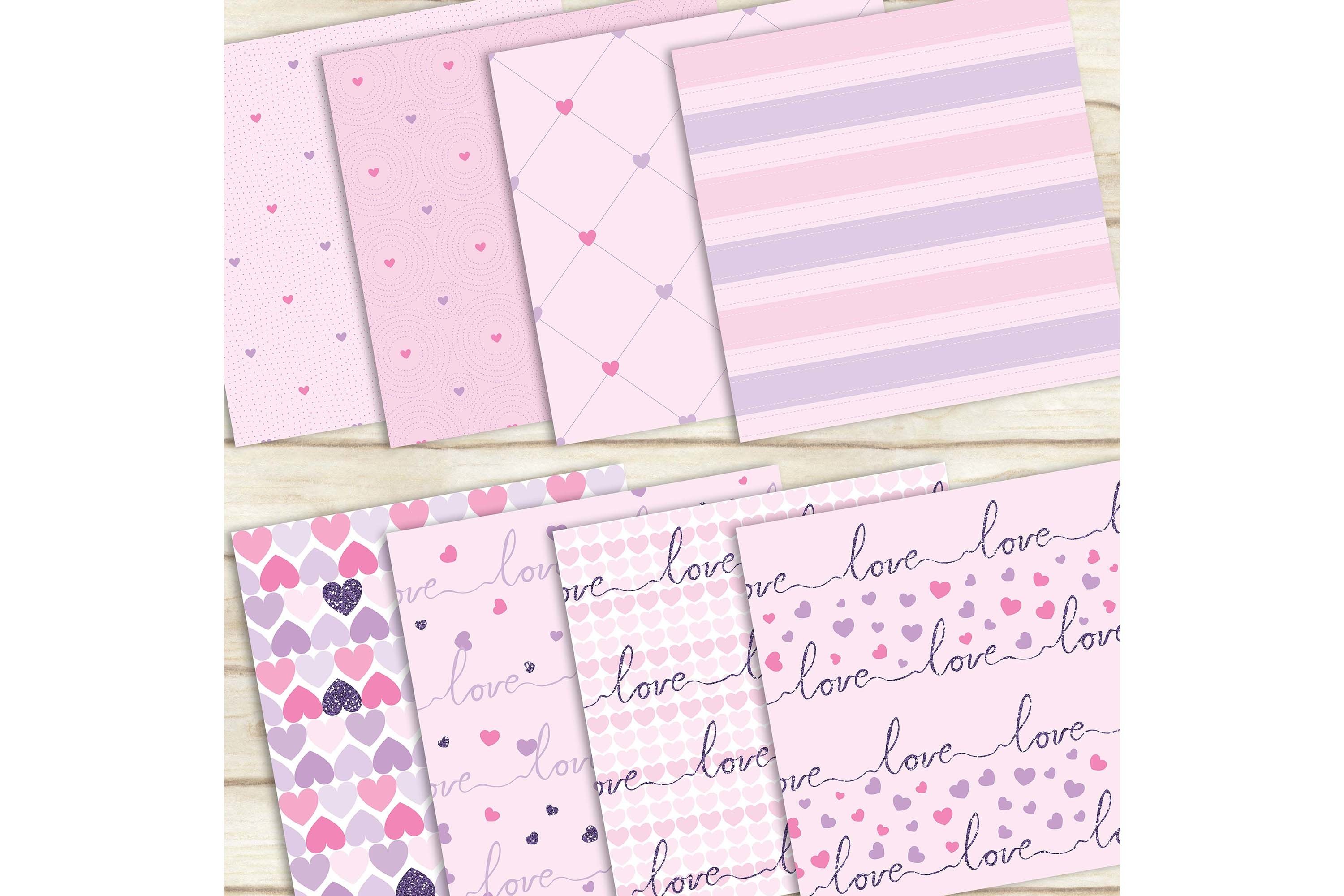 16 Seamless Pastel Pink and Purple Valentine Digital Papers (130916 ...