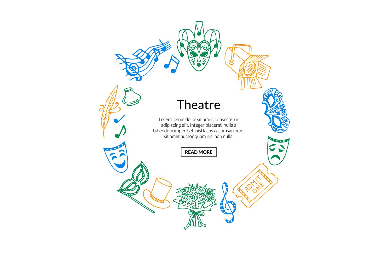 Vector doodle theatre elements (850503) | Illustrations | Design Bundles