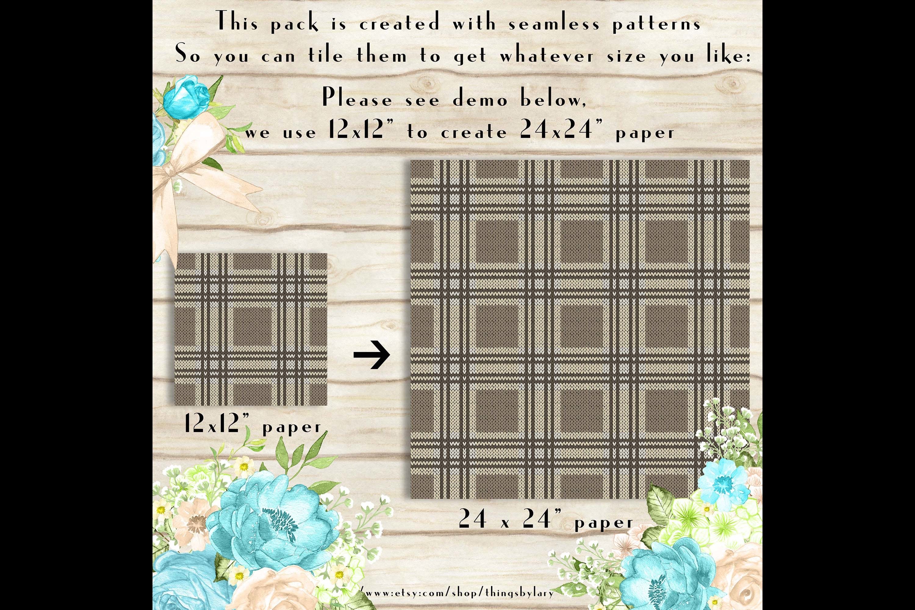 100 Seamless Knitting Plaid Digital Papers 12 x 12 inch (135515 ...