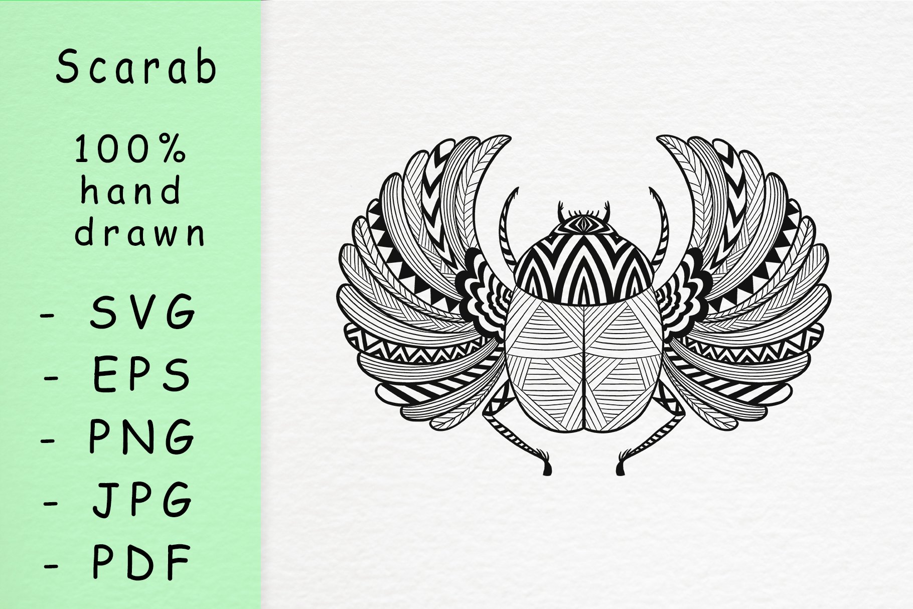 Hand drawn scarab with patterns